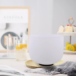 FMTY Singing Bowl 12 Inch, E Note Crystal Singing Bowl with Carrying Bag, Crystal Mallet, O-Ring Pure Quartz Crystal Sound Bowl for Meditation, Yoga, Spiritual Healing