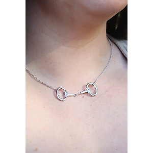 Tack Shack of Ocala Jumping Horse Necklace, Sterling Silver Horse Themed Necklace, Equestrian Necklace, Necklace in Box and Gift bag (Snaffle Bit)