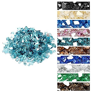 onlyfire 10 pounds Fire Glass for Propane Fire Pit and Gas Fireplace, 1/2-Inch Reflective Firepit Glass Rocks for Fire Pit Table and Fire Bowl, Aqua Blue