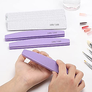 35 Count 100/180 Grit Nail Files and Buffers Kit, Sponge Nail Buffing Blocks Double Sided Emery Boards for Acrylic Nails