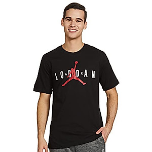 Jordan Air Black/White/Red Wordmark Men Short Sleeve T-Shirt - L