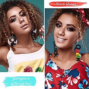 12 Pairs African Women Earrings Wooden African Wooden Earrings Round Painted Earrings Ethnic Style Drop Dangle Earrings Set (Retro Style)