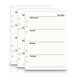 A5 Weekly Planner Insert Refill Paper - 135 Sheets/270 Pages 6 Holes Punched, 100GSM, Sunday Started, Office College Filler Paper,Yellow Loose-leaf Binder Paper, 5.8" x 8.3"