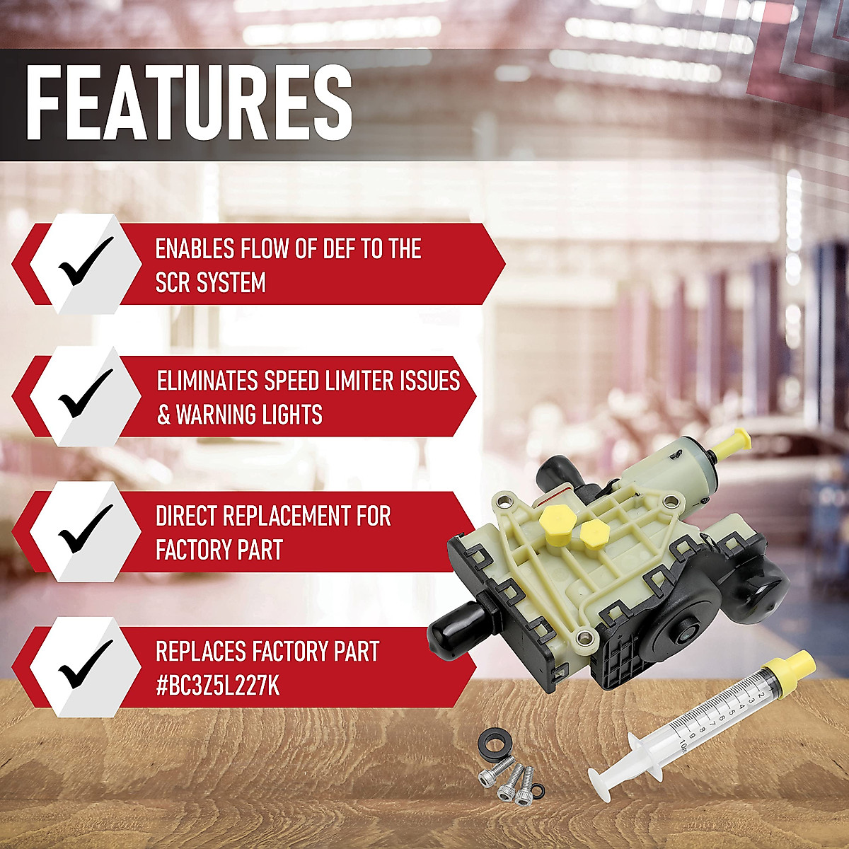Diesel Exhaust Fluid Pump Kit - Reductant Heater Sending Unit - Compatible with Ford Vehicles - F250, F350, F450, F550 Super Duty 2011-2016 - Replaces BC3Z5L227K, BC3Z5L229L, 904-369, 904369 - Urea