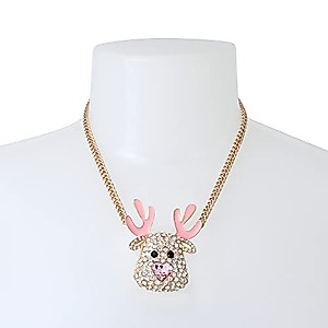 Betsey Johnson Pave Reindeer Pendant Necklace