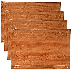 10 Wood Rectangle Trays Rustic Brown Wooden Look Serving Platters 10.75" x 15.75" Heavy Duty Disposable Paper Cardboard Tray for Dessert Cupcake Display Birthday Parties Weddings Table Decor & More