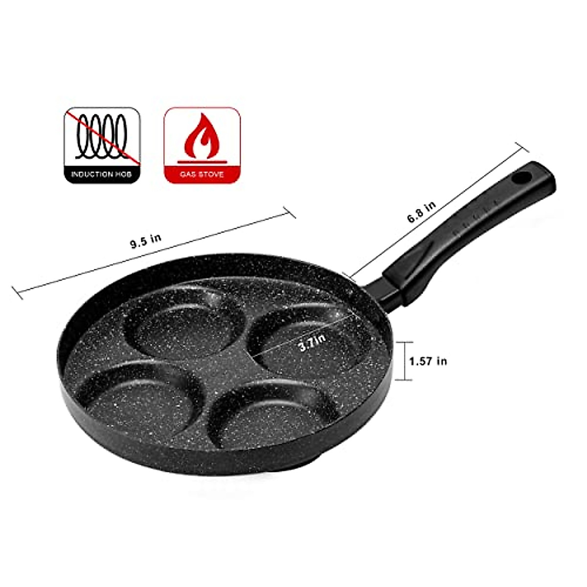 MyLifeUNIT Egg Frying Pan, 4-Cup Nonstick Fried Egg Pan, Aluminum Egg Cooker Pan with Lid and Spatula