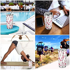 HXshaoye art Bleeding Heart hot peach Stainless Steel insulated water bottle with Straw Leak Resistant Flip hot coffee travel mug for gym tumbler with straw vaso para cafe 20oz