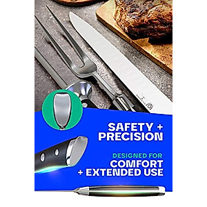 Dalstrong Carving Knife & Meat Fork Set - Gladiator Series Elite - 8" Honing Rod - Forged HC German Steel - 9 inch Carving Knife & Sheath - Hollow Ground Carving Set - Matching Fork - NSF Certified