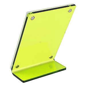 Slanted Back Photo Frame, Self Standing Photo Frame Durable Wide Application for Business Cards for Livingroom (Fluorescent Green)
