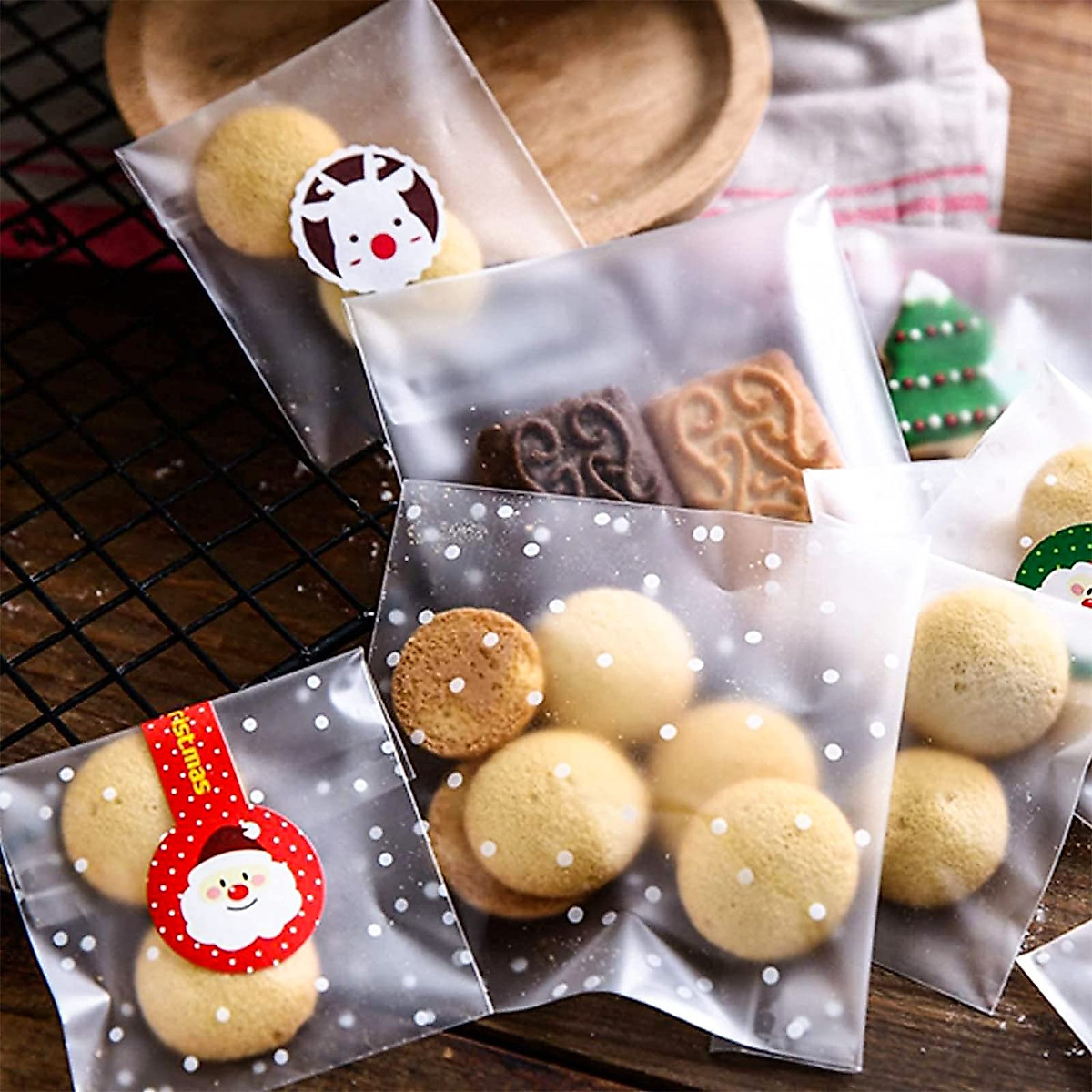 Greengoal 200pcs Resealable Cellophane Bags, Resealable Plastic Bags, Self Sealing Cello Bags - for Bakery, Candle, Soap, Cookie Poly Bags - 4x4 inch