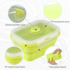 Maxcheck Set of 24 Silicone Collapsible Food Storage Containers with Lids Vent 12 oz Collapsible Meal Container for Kitchen Lunch Boxes Microwave Freezer Safe (Green)