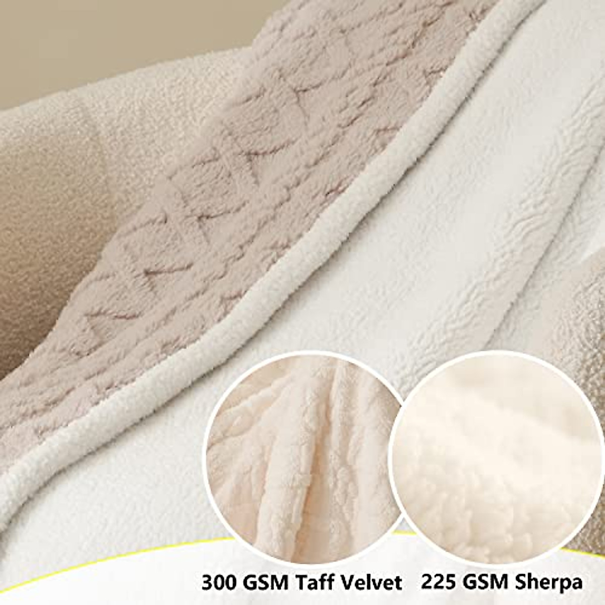 Simple&Opulence Sherpa Fleece Throw Blanket - Soft Fluffy Warm Cozy Plush Fuzzy Blanket with Elegant 3D Pattern for Couch Sofa Bed,Camel,30"x 40"