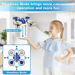 Oddire Mini Drone for Kids 8-12 & Adults, Drones & Cars 2 in 1 Toy with One Key Take Off-Landing, Altitude Hold, Headless Mode, 360° flip, Car Mode, 2 Batteries, Kids Toys for Boys and Girls