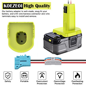 KOEZEOI Power Wheels Adapter for Ryobi 18V Battery Adapter Power Wheels Battery Converter Kit with Fuse & Switch and Wire Harness Connector 12AWG Wire for DIY Rc Car Toys and Ride On Truck