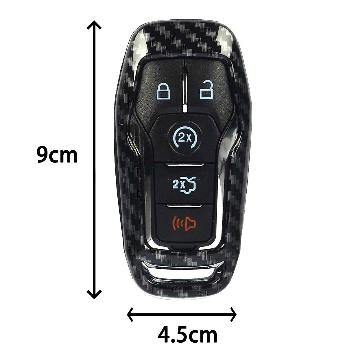 Getfarway 4/5-Button Key Carbon Fiber Hard Smart Key Cover Fob Case Keyless Compatible with Ford Fusion Mustang Edge F150 F250 Explorer Mondeo Lincoln Key Fob Shell Smart Key Fob Cover