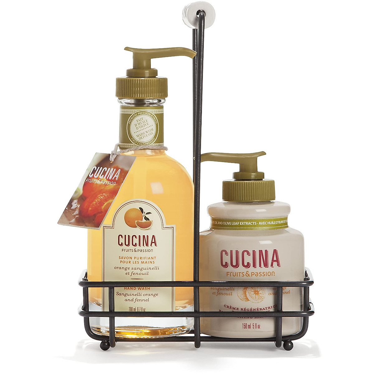 Fruits & Passion [Cucina] - Sanguinelli Orange & Fennel Hand Care Duo Caddy Gift Set | Liquid Hand Soap Wash (5.1 oz) with Hand Cream Lotion (6.8 oz)