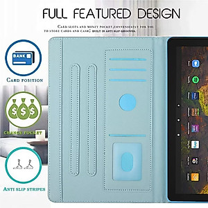 MonsDirect for Fire HD 10 Tablet Case&Fire HD 10 Plus Tablet Case 13th/11th Generation 2023 2021 Release, Smart Auto Wake Sleep Folio Case Stand Protective Cover with Card Slot, Beach