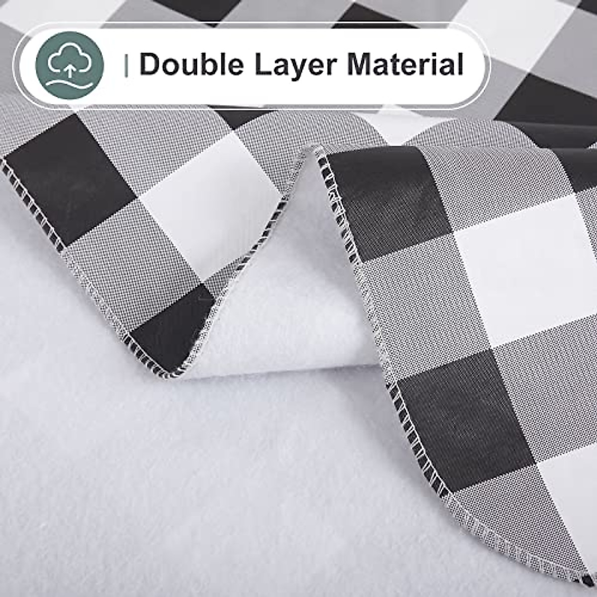 misaya Rectangle Waterproof Vinyl Table Cloth, Buffalo Flannel Backed Tablecloth, Wipeable Plastic Table Cover for Dinner, Kitchen, Outdoor, (60" x 84", Black and White)