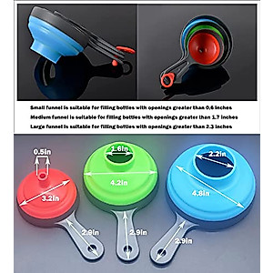 Canning Funnels for Kitchen Use,Food Grade Silicone Collapsible Kitchen Funnel Set of 3,Large Wide Mouth Funnel for Mason Jars,Jam and Spice,Small Funnel for Filling Bottles and Powder