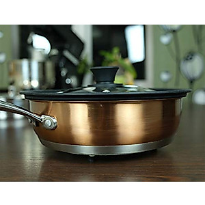 Glass Lid Universal - Graduated Kitchen Lids Multisize 8.5” / 21.5 cm, 9.25” / 23.5 cm, 10” / 25.5 cm (outer edges 10.6” / 27 cm) Diameter for Pots and Pans, Heat Resistant Silicone Rim, Round Black