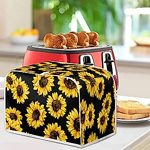 DISNIMO Sunflower Toaster Cover 4 Slice, Bread Maker Cover, Kitchen Small Appliance Covers, Microwave Toaster Oven Cover for Most Standard 4 Slice Toasters, Woman Kitchen Accessories