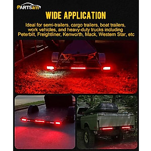Partsam 1PC Red 15" 11 LED Light Bar Stop Turn Tail 3rd Brake Light Truck Trailer Identification ID Bar Waterproof DOT Compliant