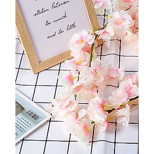 Omldggr 2 Pack Artificial Cherry Blossom Flowers Garland Hanging Vine Garland Flower Garland for Wedding Wreath Wedding Arches for Home Garden Party Outdoor Decor(Pink)