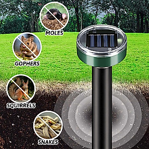 10 Packs Solar Powered Mole Repellent, Sonic Mouse Deterrent Pest, Rodents, Sankes, Squirrels Out of Garden, Yard, Farm