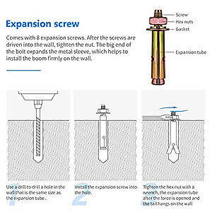 Neewer Wall Mounting Triangle Boom Arm for Ring Light, Monolight, Softbox, Reflector, Umbrella, and Photography Strobe Light, Support 180 Degree Rotation, Max Length 4.3 feet/130cm (Black)