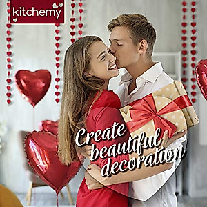 120 Valentines Day Decorations for Home Decor – Pre-Assembled Red Hearts Felt Garlands Hanging Decoration for Valentine's Day Wedding Anniversary Happy Engagement Party Birthday Window Kissing Prop