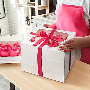 ZORRITA 12 Count Cupcake Boxes, 4 Pack Auto-Popup White Cupcake Containers with Window and Inserts Cupcake Carrier with Holders to Fit Dozen Cupcakes and Muffins