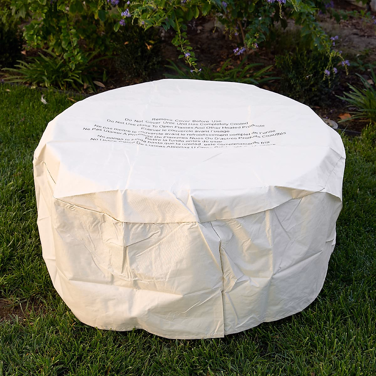 Barton 40,000 BTU Concrete Outdoor Gas Fire Pit Propane Firepit Lava Rocks and PVC Cover, 27.5 Inch Round Fitpit