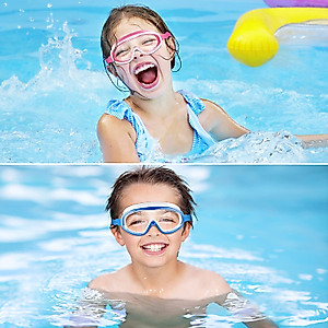 COOLOO Kids Swim Goggles for Age 3-15, 2 Pack Kids Goggles for Swimming with Nose Cover, No Leaking, Anti-Fog, Waterproof