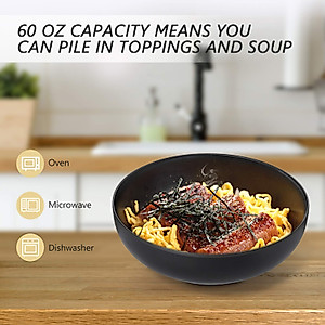 Cabilock Bowl for Restaurant 1PCS Japanese Style Ramen Bowls A5 Melamine Noodle Soup Bowl Pasta Serving Salad Bowl for Rice Soup Noodle Udon 21. 5cm Noddle Holding Bowl
