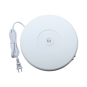Erfo Motorized Rotating Turntable with LED, 10inch/25cm Diameter Electric Display Turn Stand, 360 Degree Rotation for Showing Jewelry, Watch, Digital Product, Wine, Collectibles (White)
