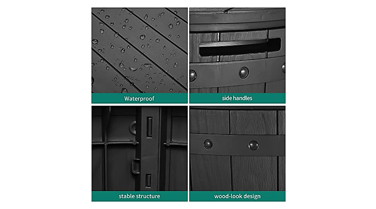 YITAHOME 33 Gallon Round Deck Box, Outdoor Storage Box for Patio ...