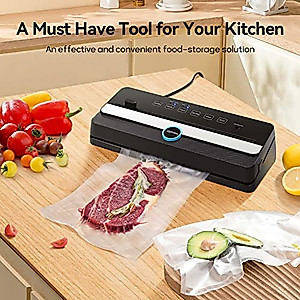 GERYON Vacuum Sealer, Automatic Food Sealer Machine for Food Vacuum Packaging w/Built-in Cutter|Starter Kit|Led Indicator Lights|Easy to Clean|Dry & Moist Food Modes| Compact Design (Black)