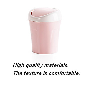 AISIBO Plastic Mini Desktop Trash Can with Trash Bags, Tiny Wastebasket Small Garbage Waste Bin with Swing Lid for Tabletop Table Office Kitchen Bedroom Bathroom (Pink)