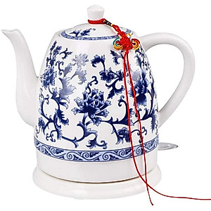 CHAIODENGZI Electric Ceramic Cordless Blue and White Porcelain Kettle 1.5L Jug Boils Water Fast for Tea Coffee Soup Oatmeal Heat Resistant/Product Code: WWA-2177Merchant recommendation