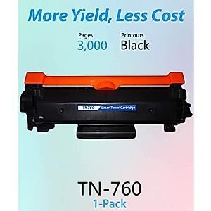 MM Much & More Compatible Toner Cartridge Replacement for Brother TN-760 TN760 TN 760 to use with MFC-L2710DW HL-L2370DWXL MFC-L2750DWXL HL-L2350DW L2390DW L2395DW DCP-L2550DW Printer (1-Pack, Black)