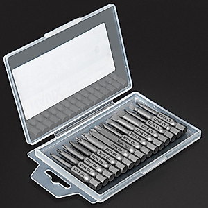15 Piece Slotted Phillips Triangle Screwdriver Bit Set, 1/4 Inch Hex Shank S2 Steel Magnetic 2 Inch Long Drill Bits