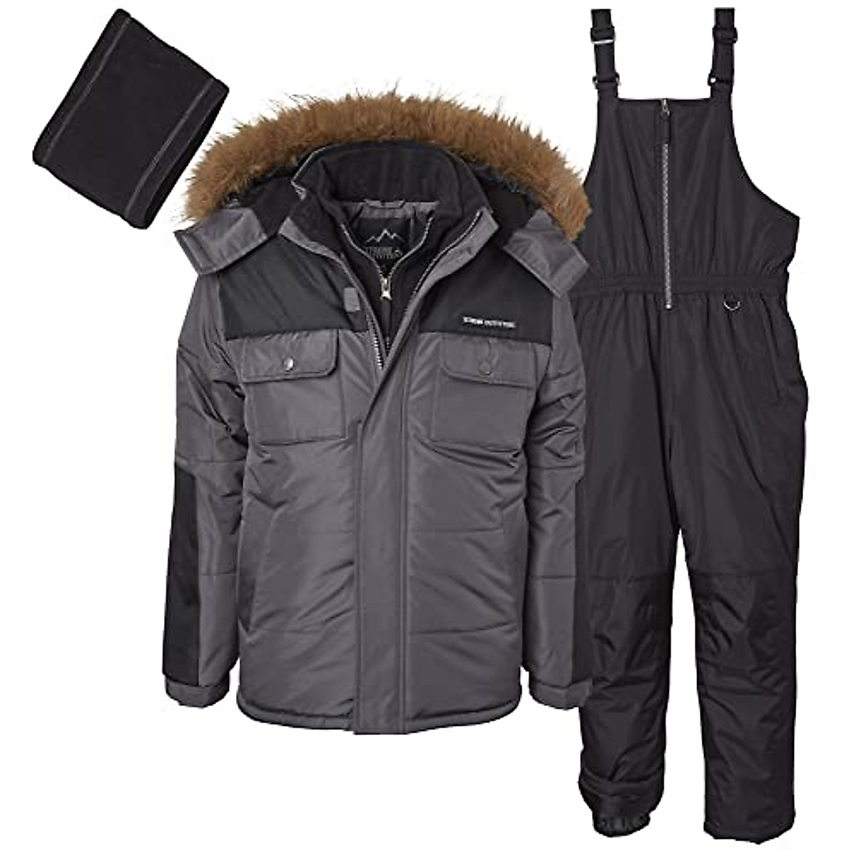 iXtreme Baby Boys' Snowsuit - 2 Piece Insulated Ski Jacket and Snow Bib (Toddler), Size 4T, Solid Charcoal