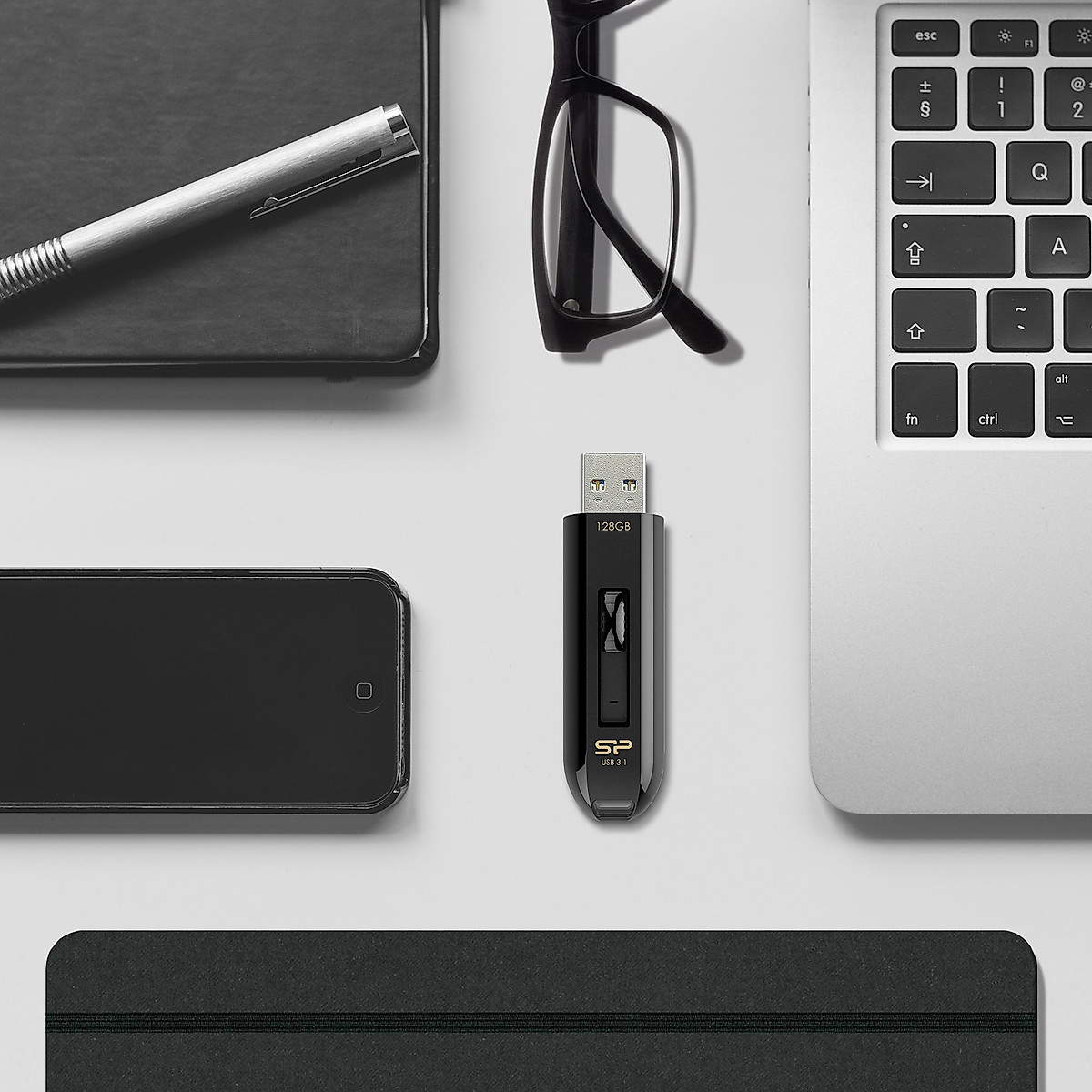 Silicon Power 128GB Entry Level USB 3.0 Flash Drive B21 Thumb Drives Bulk Jump Drive Zip Drive Memory Stick Capless Design Black (SP128GBUF3B21VSK)