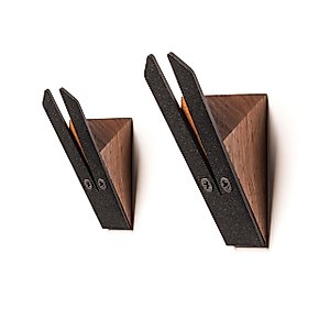 Wooden Wall Hat Hooks - Set of 2 - Heavy Duty Backpack Hanger - American Walnut Wood Decorative Coat Hooks Wall Mount