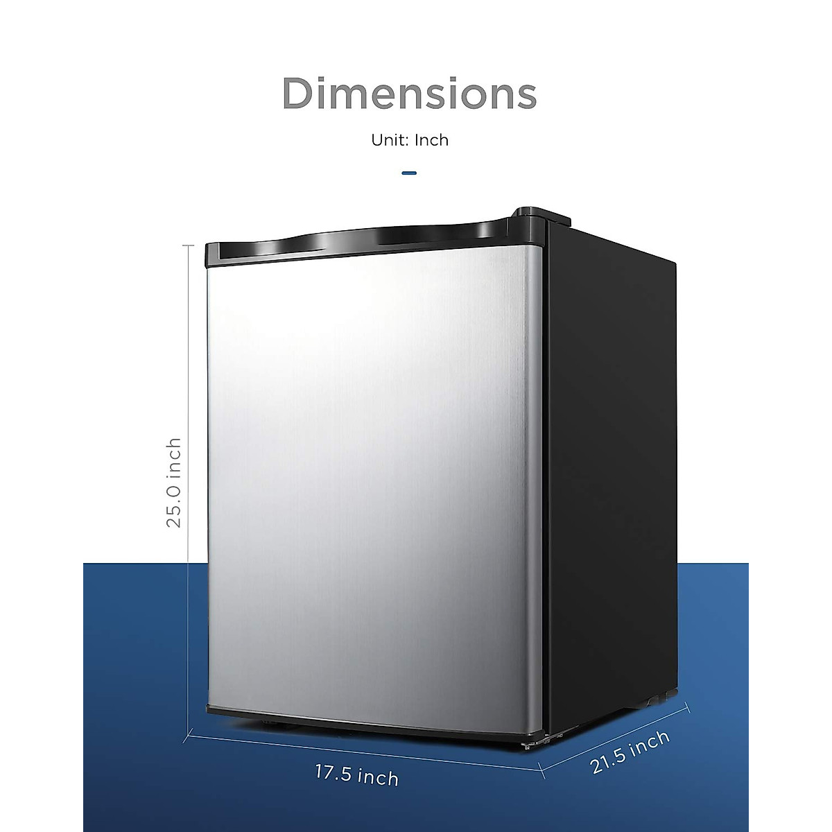 ADT 2.1 Cu.ft Upright Freezer with Compact Reversible Single Door Free Standing Mini Freezer with Adjustable Thermostat for Home/Kitchen/Office