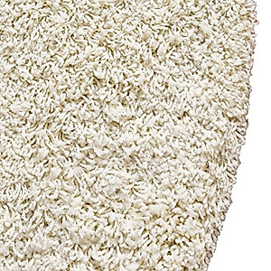 Rugs.com - Über Cozy Solid Shag Collection Rug – 5' x 8' Oval Pure Ivory Shag Rug Perfect for Living Rooms, Large Dining Rooms, Open Floorplans