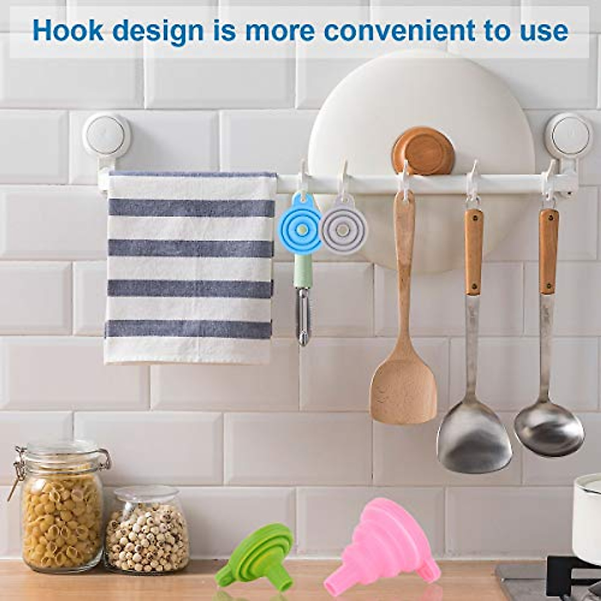 Funnels for Filling Bottles, Kitchen Funnel, Funnels for Kitchen Use, Food Grade Silicone Collapsible Funnel, Small Funnels for Filling Water Bottle Liquid Powder Transfer (4 Pack)