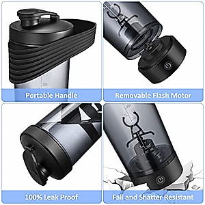 Heinstian Electric Shaker Bottles for Protein Mixes - 24oz Protein Shake Blender Bottle Portable Mixer Cup for Milk Coffee Shakes - USB Rechargeable - Made with Tritan - BPA Free(black)