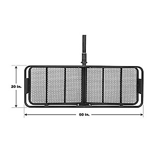 MaxxHaul 70103 500 lb. Capacity Steel Hitch Mount Folding Cargo Carrier Mesh Basket Fits 2 inch Hitch Receiver 60 x 21 x 6.5 in For Car SUV Pickup Truck Van Camping Traveling